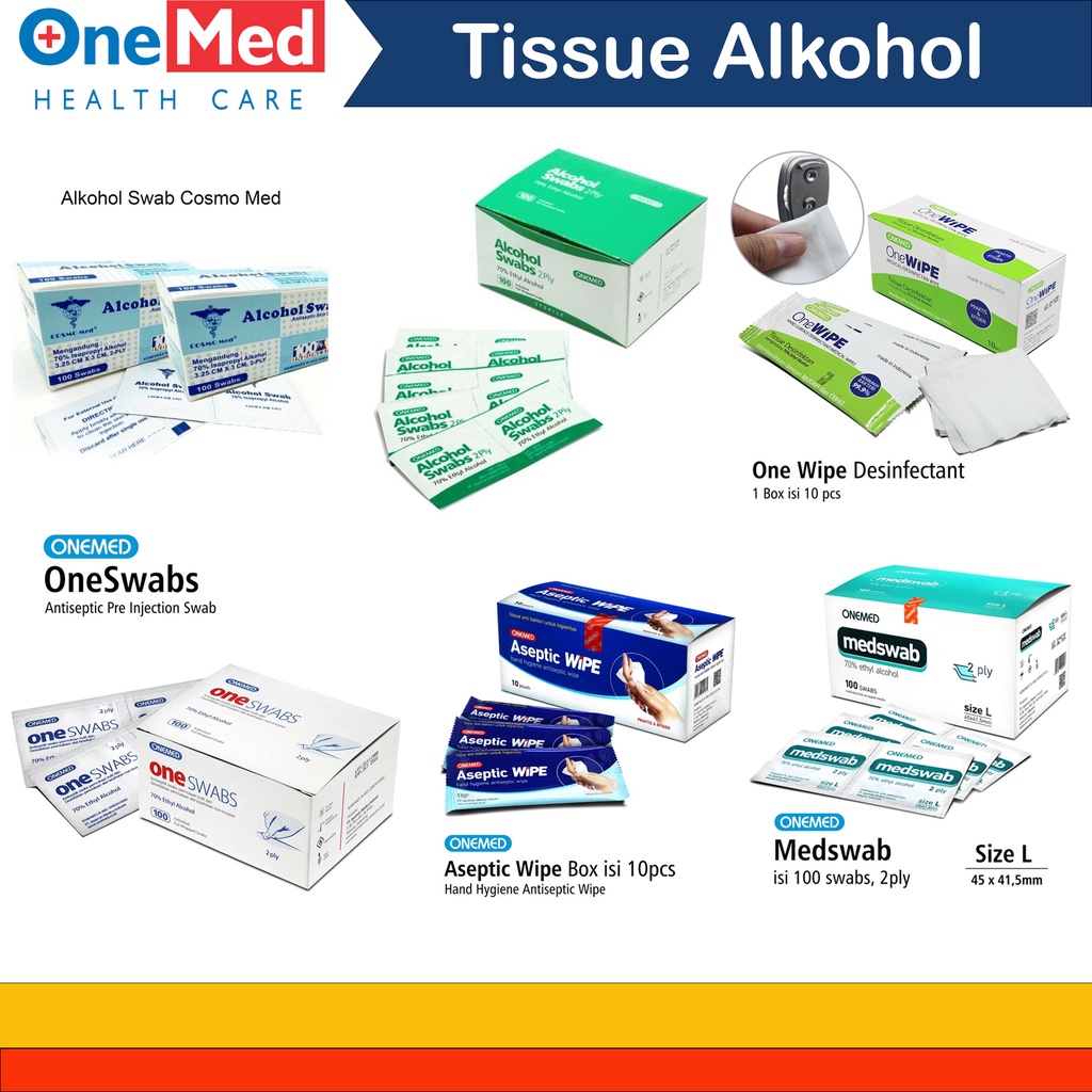 Jual Termurah Alkohol Swabs Tissue Alkohol Tisu Steril Oneswabs Onemed ...
