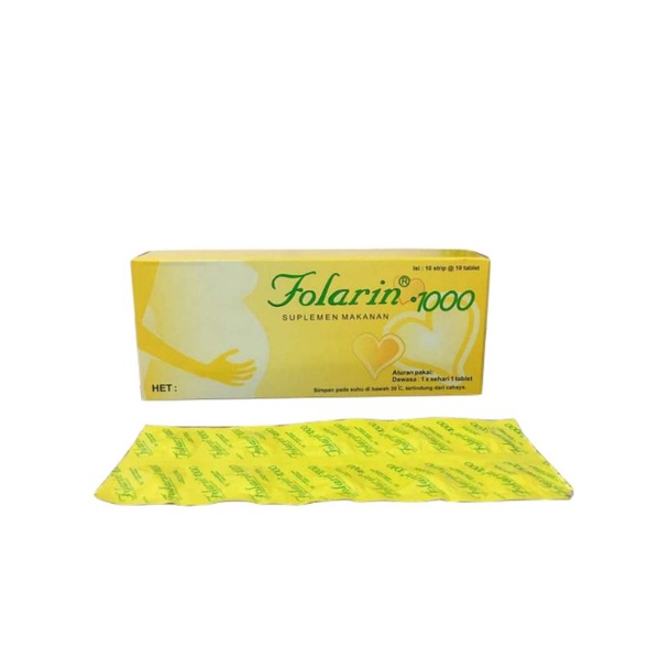 Jual Folarin 1000 mg asam folat 10 strip 100 kaplet | Shopee Indonesia