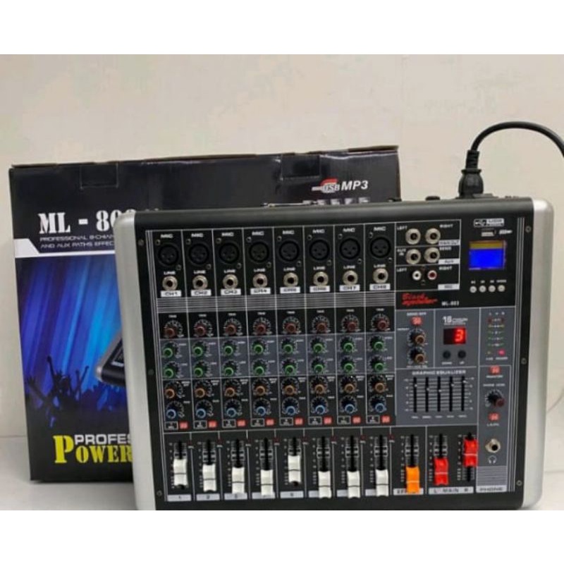 Jual Power Mixer Black Spider 8 Channel ML803 USB Bluetooth | Shopee ...