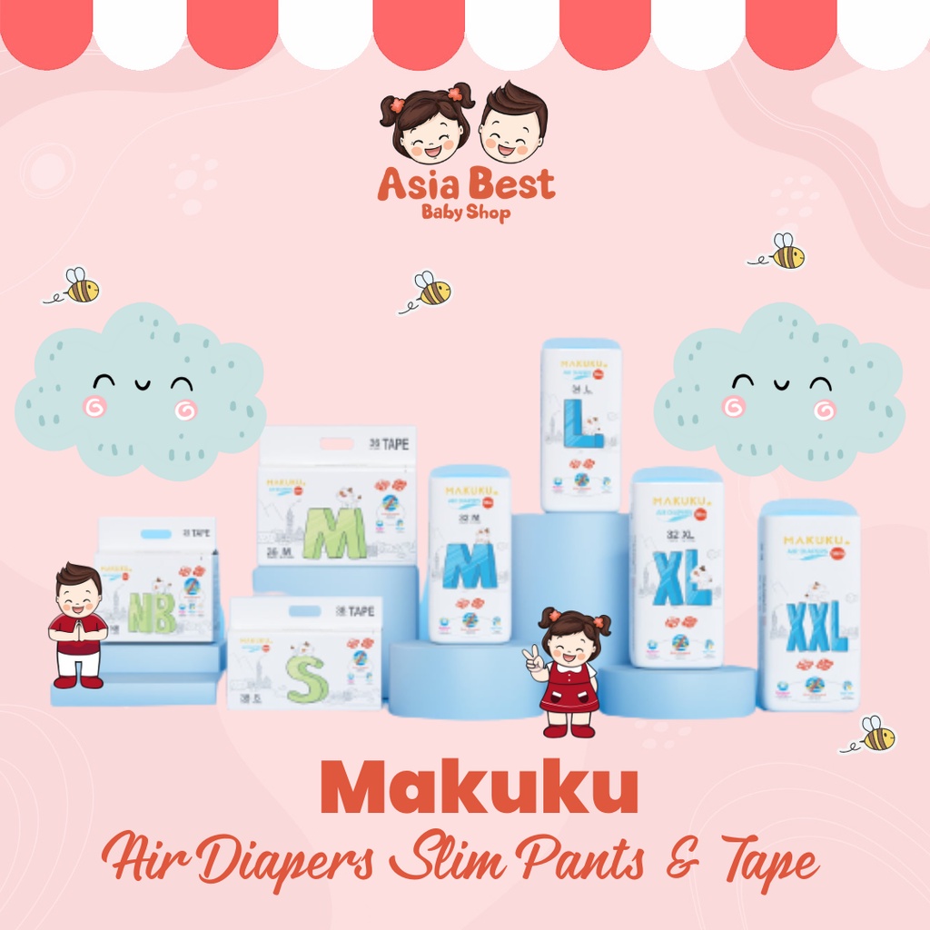 Jual MAKUKU Air Diapers Slim Pants/Popok Bayi Tipis Anti Gumpal ...