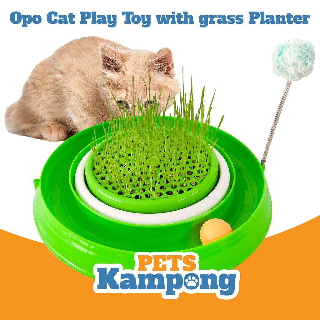 Jual Opo Cat - Play Toy with grass planter Mainan kucing interaktif 3 ...