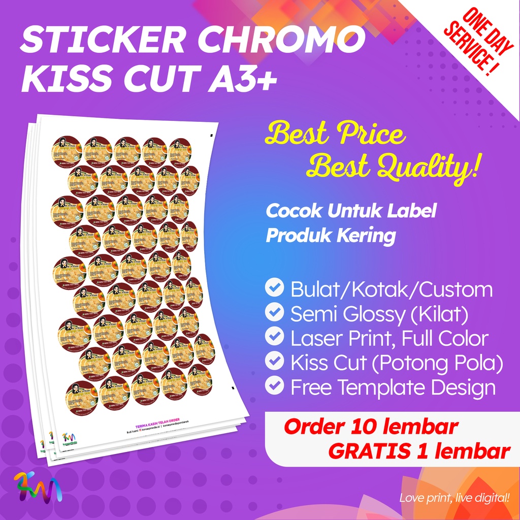 Jual Sticker Chromo / Kromo Kiss Cut A3+ | Cetak Stiker Label Produk ...