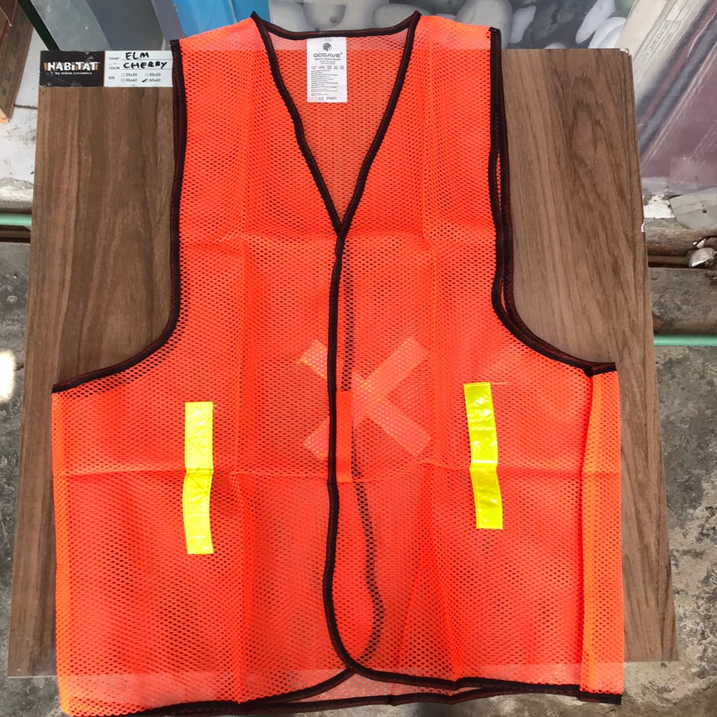 Jual Rompi Pengaman KTP Polyester Orange Neon Garis - Safety Vest Rompi ...