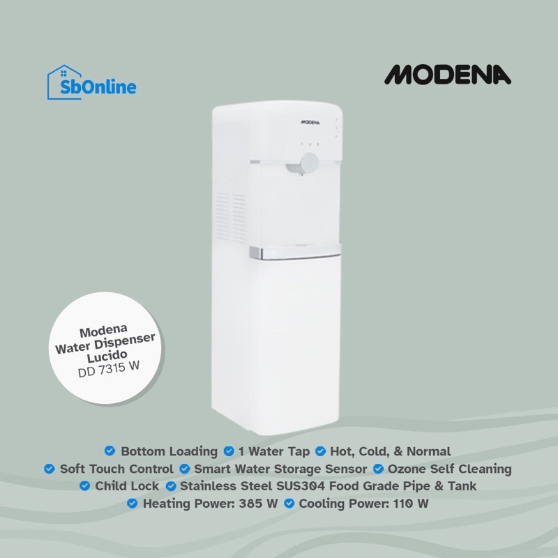 Jual Dispenser Modena LUCIDO - DD 7315 W Galon Bawah Putih | Shopee ...