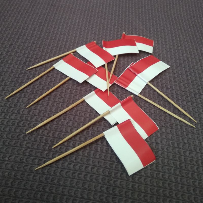 Jual Tusuk Aksesoris Hiasan Bendera Mini Indonesia Topper Hiasan ...