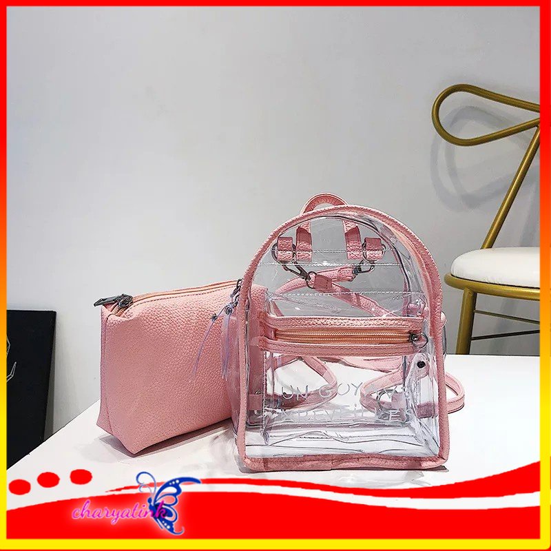 Jual Charyatink - Tas Ransel Wanita Backpack Transparan Mika Bening ...