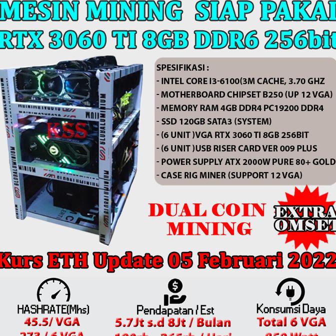 Jual Mesin Crypto / Rig Mining Rtx 3060 Ti / Rtx3060Ti 8Gb Ddr6 Paket 6 ...