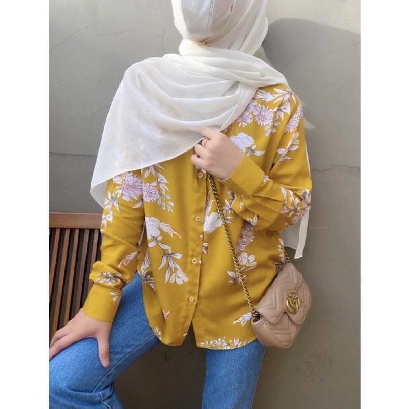 Jual Kemeja Motif Bunga Flower Premium / Kemeja Kerja Wanita Kemeja ...