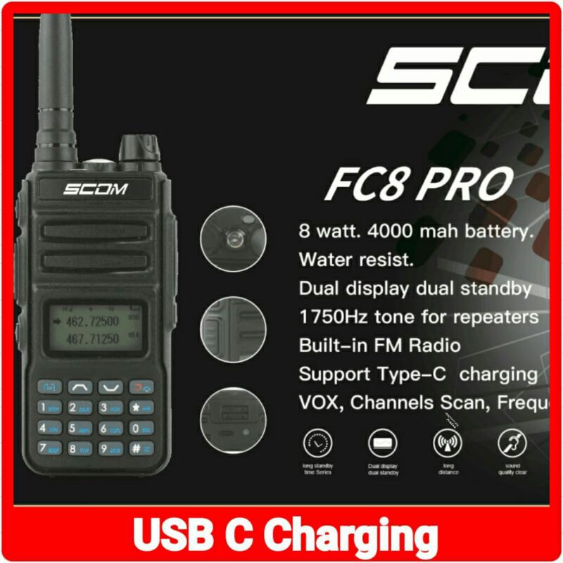 Jual HT SCOM FC8 PRO Fast Charging USC C Handy Talky handy talky | Shopee Indonesia