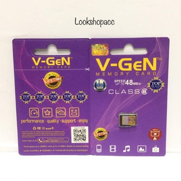 Jual MEMORI V-GEN 16 GB ( CLASS 6 ) SPEED 48MB/S ORIGINAL V-GEN / Vgen ...
