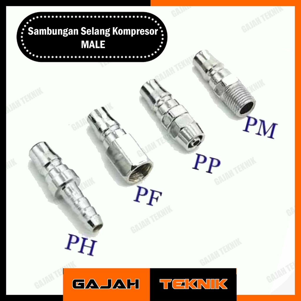 Jual Coupler Male 1/4" Kopler Sambungan Angin Kompresor PM PP PF PH 20 ...