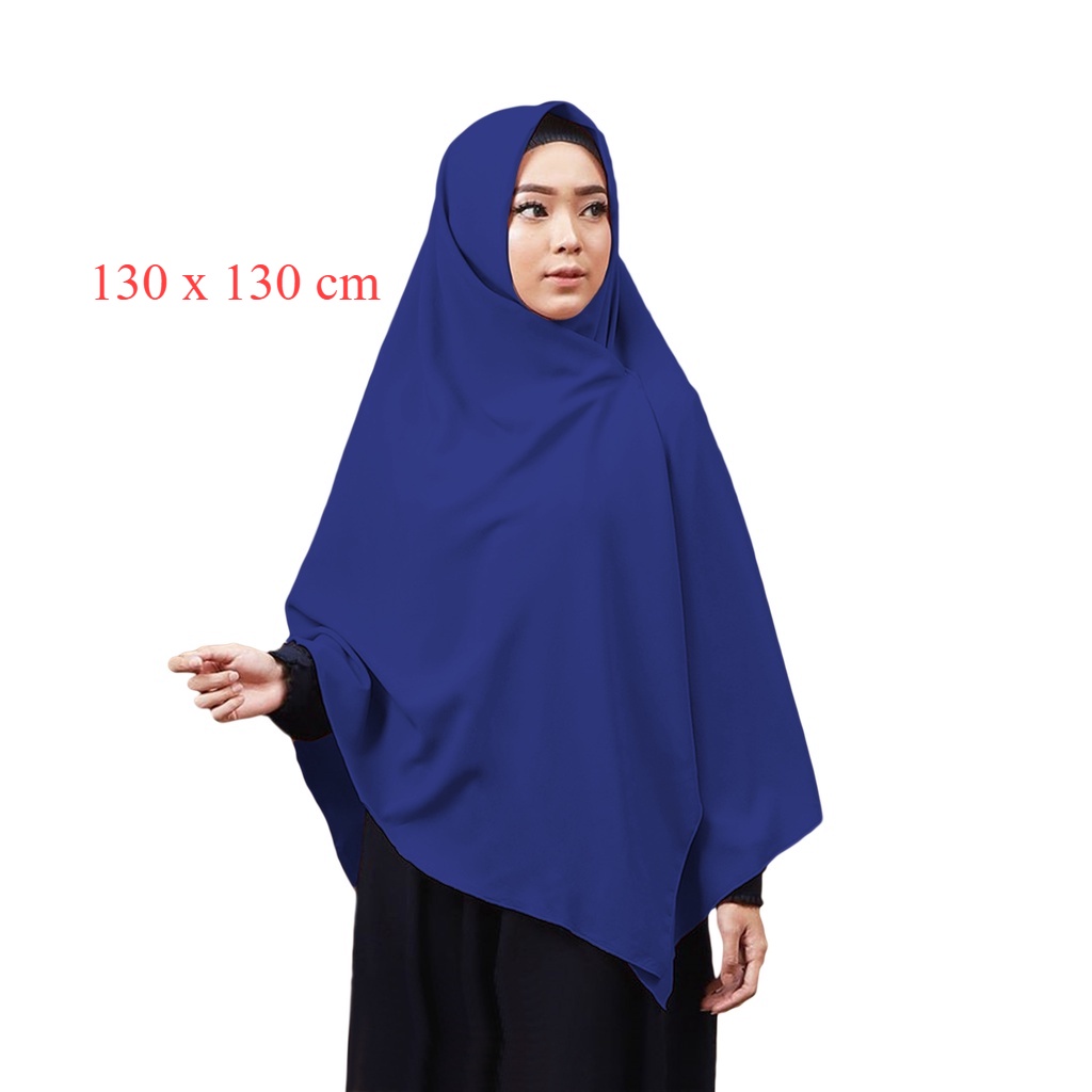 Jual kerudung jilbab / hijab segi empat wolpeach wolfis jumbo syar'i warna biru elektrik / bca ...
