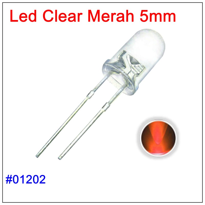 Jual Led Clear Merah 5mm Diffused diode Led Bening Hidup Merah Red ...
