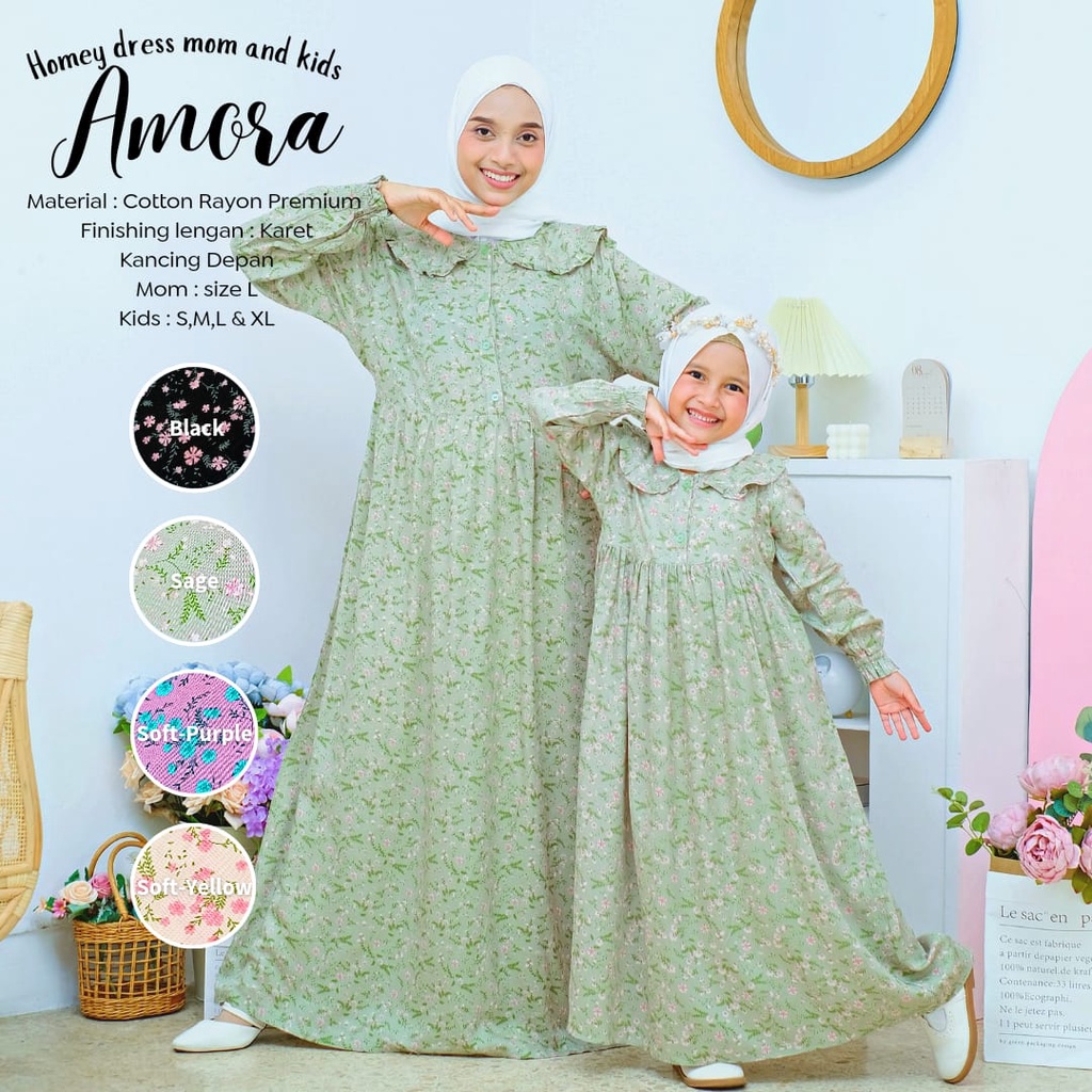 Jual NEW!! Gamis Dewasa Jumbo/Homey Dress AMORA/Gamis Couple Mom and Kids/Bahan Katun Rayon ...