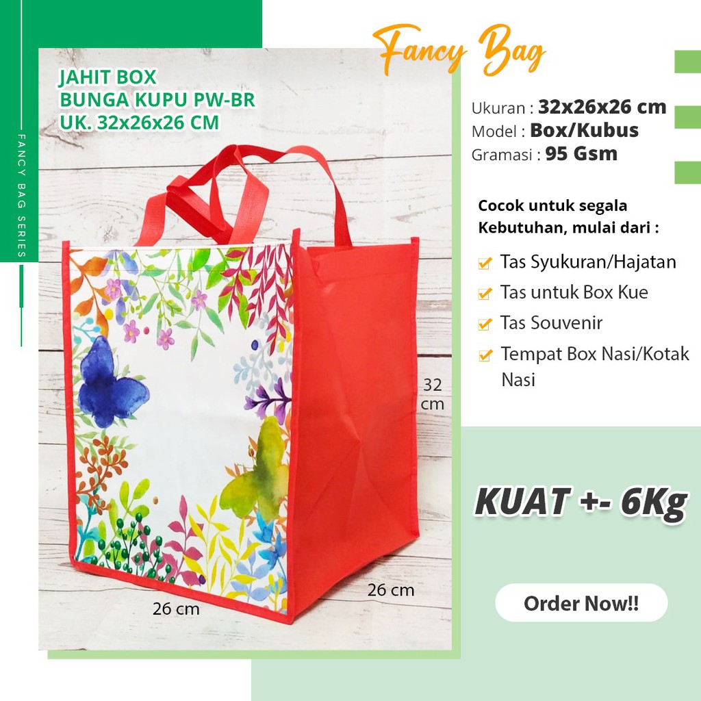 Jual Goodie bag hajatan box nasi 26x26 | kotak tas nasi kotak | tas hajatan kotak nasi spunbond ...