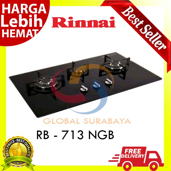 Jual Kompor Tanam Rinnai 3 tungku Kaca Tempered RB 713 NGB | Shopee Indonesia