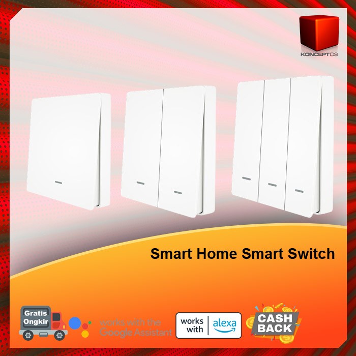Jual Smart Home Smart Switch Push Button RF 433 MHz 1, 2, & 3 Gang ...