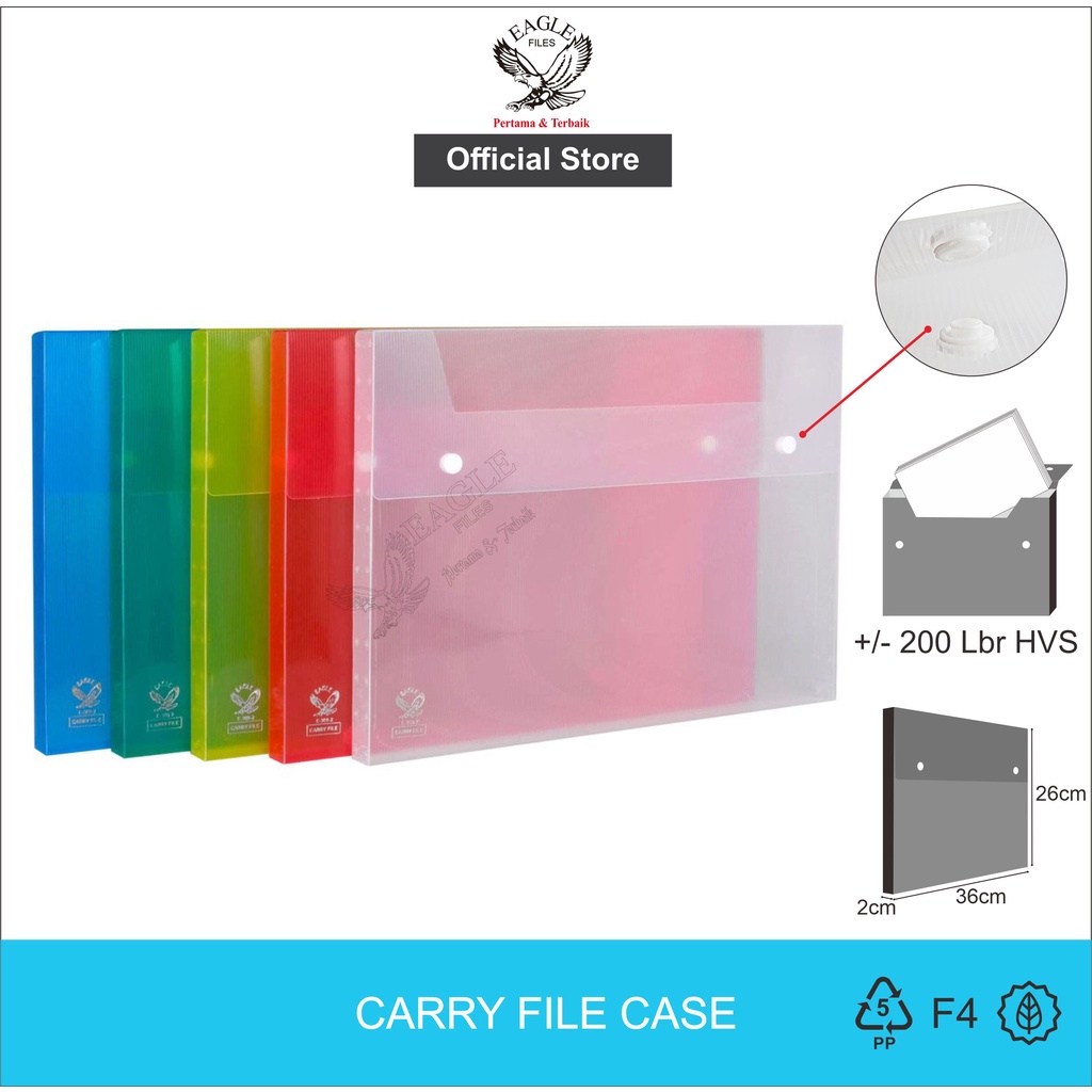 Jual Carry File Box Transparan EAGLEFiles Tebal 2 Cm F4 (Folio) / Tas ...