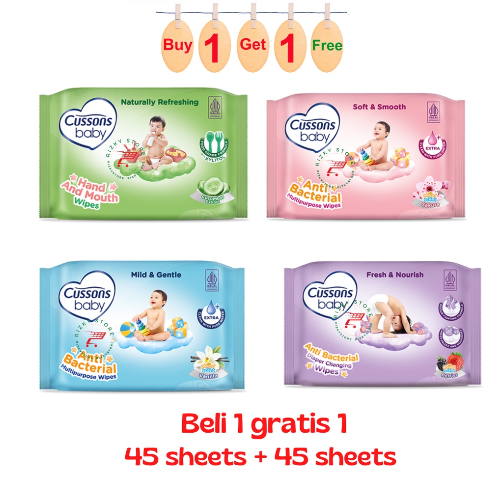 Jual Cussons Baby Wipes 45 Sheets Buy 2 Get 1 / Tisu Basah Bayi ...