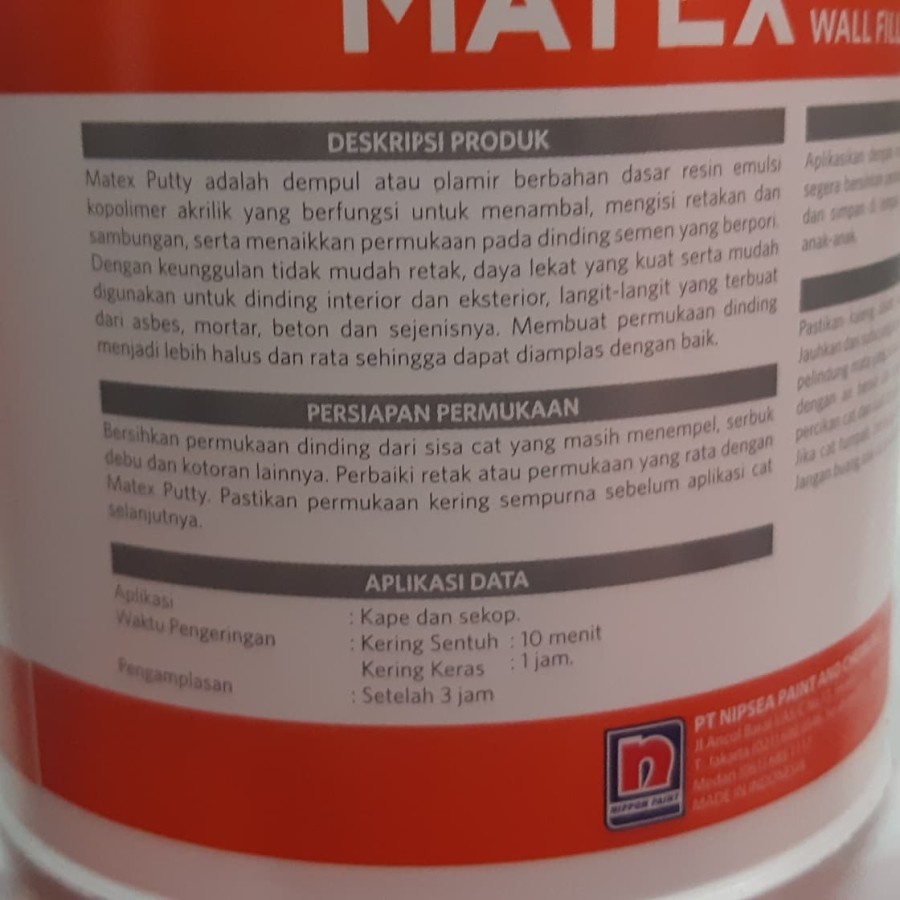 Jual MATEX Dempul Plamir Plamur Pelamir Tembok Wall Filler Putty 1Kg 1 ...