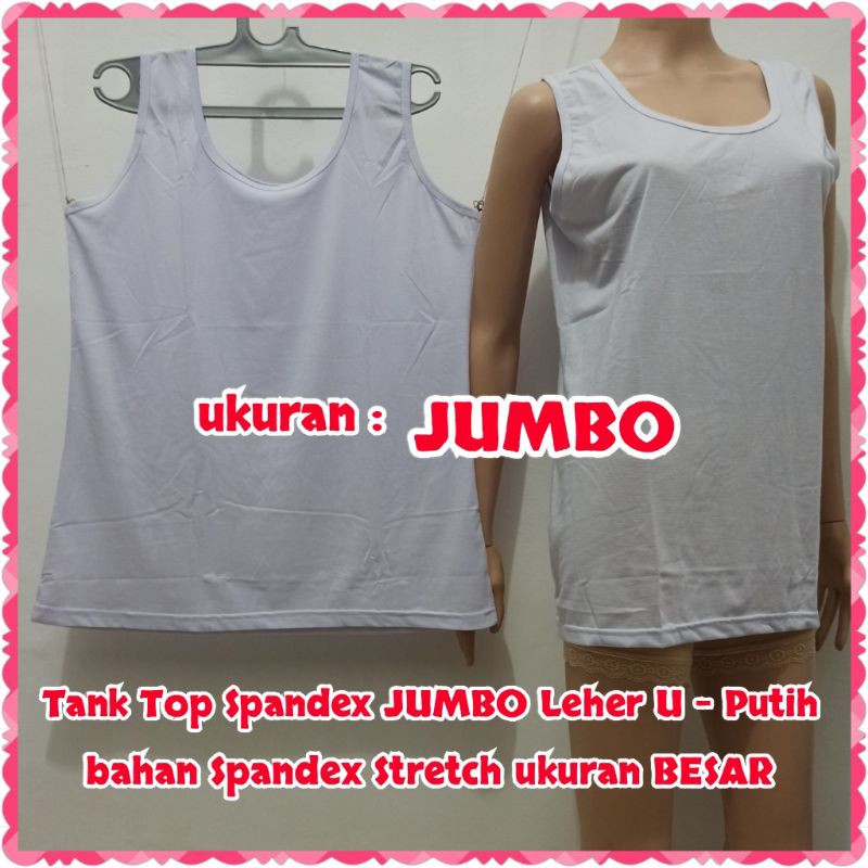 Jual Tank Top Spandex JUMBO Leher U Putih | Inner Tanktop Tengtop ...