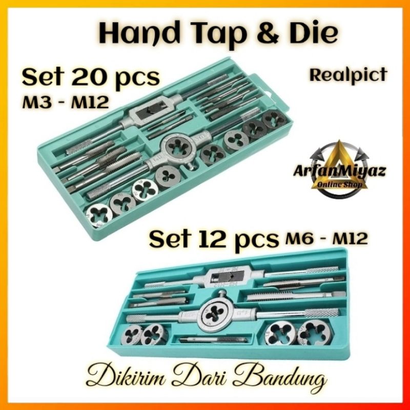 Jual Alat Pembuat Drat Set Hand Tap And Die Set 12 / Set 20 pcs M3-M12 ...