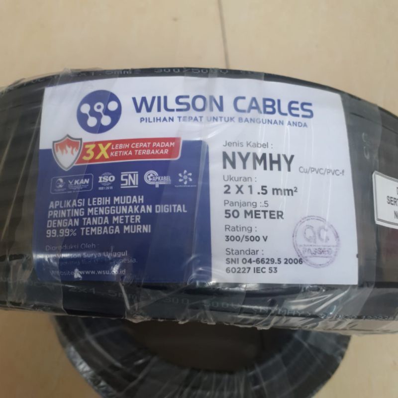 Jual WILSON Kabel Listrik NYMHY 2x1.5 / 2x1,5 / 2 x 1.5 Serabut SNI LMK ...