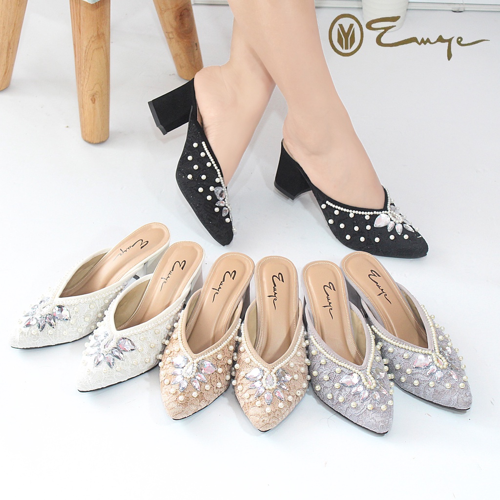 Jual EMYE I Sepatu Pesta Pengantin Wanita Brukat Payet Wedding Shoes ...