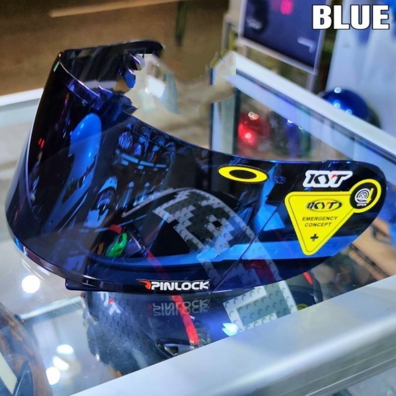 Jual kaca helm flat visor kyt rc-7 / kyt r10 /kyt k2r iridium blue ...