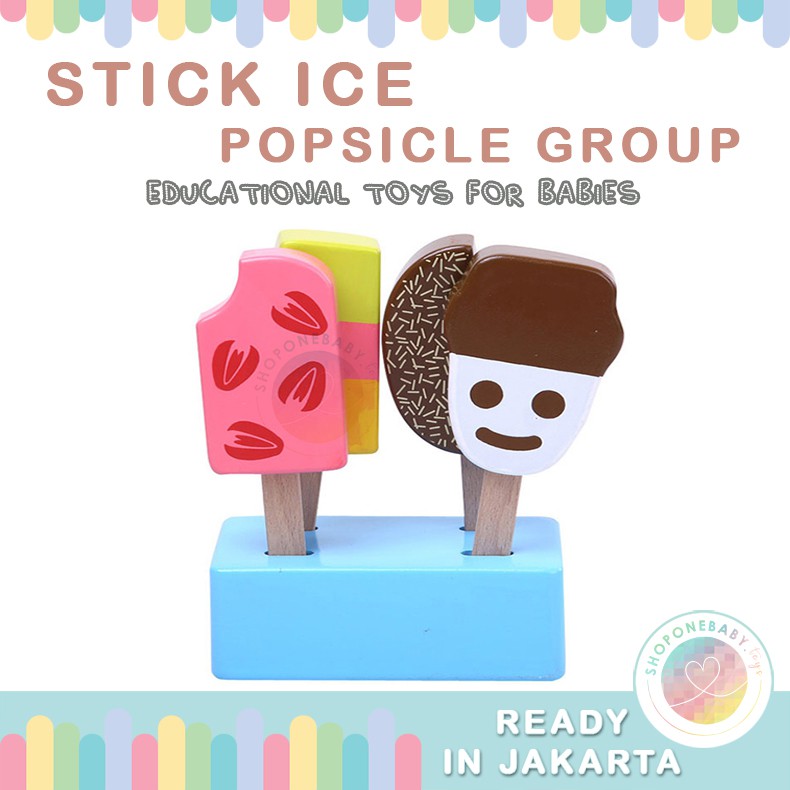 Jual JKT Wooden Ice Cream Popsicle Set Mainan Kayu Es krim Loli Set ...