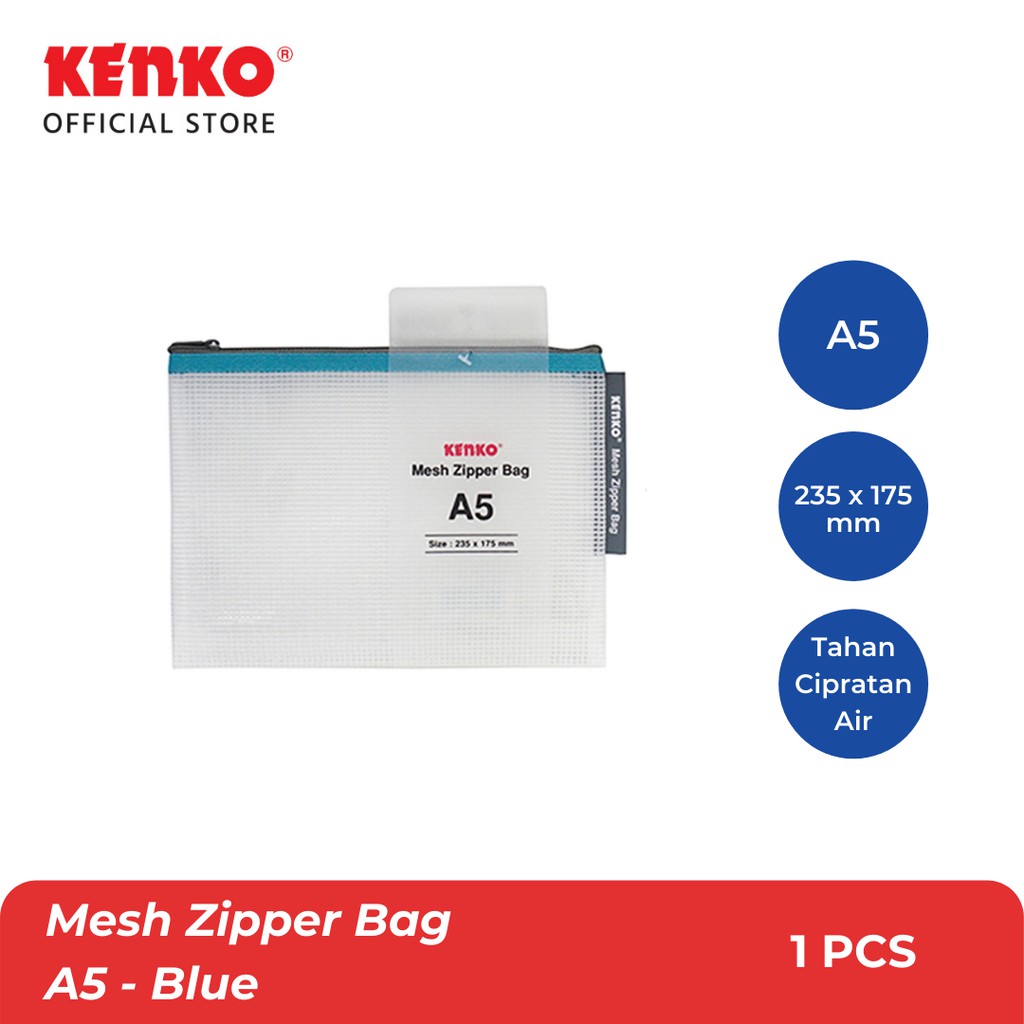 Jual KENKO MESH ZIPPER BAG / Kotak Pensil / Tas Jaring MZB1 - A5 ...