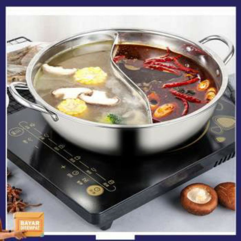 Jual PANCI SHABU 2 SEKAT JUMBO 30CM TUTUP KACA / PANCI HOTPOT TEMPAT ...