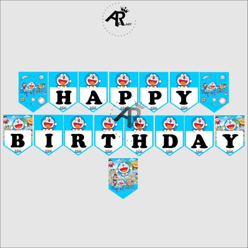 Jual Bunting Flag Karakter / Banner Ultah / Banner Ulang Tahun Doraemon ...