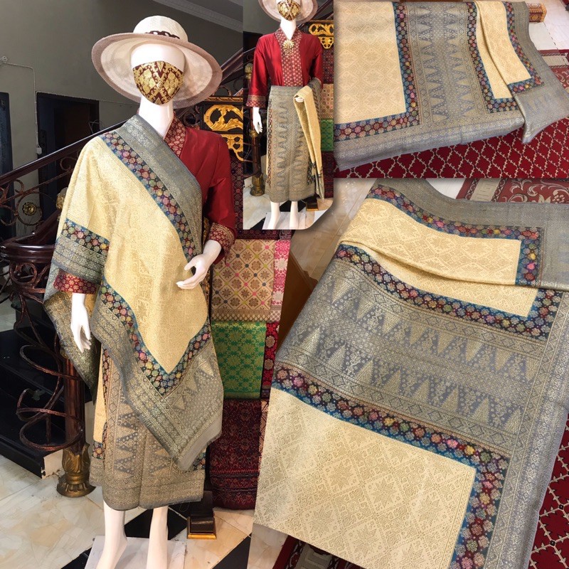 Jual Songket Cream Limar 3 Dimensi ORI /Songket tenun palembang asli ...