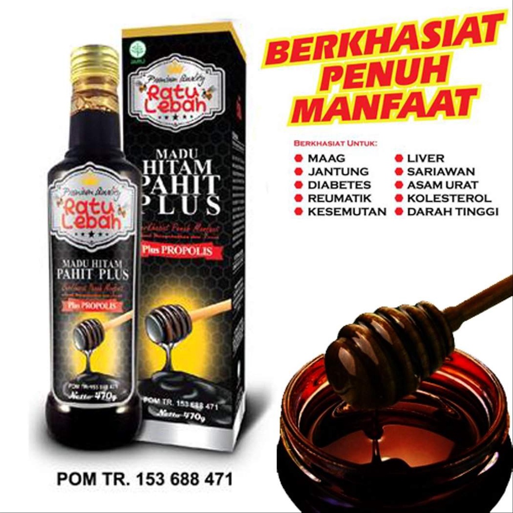 Jual Madu Hitam Pahit Ratu Lebah Plus Propolis dan Daun Insulin ...