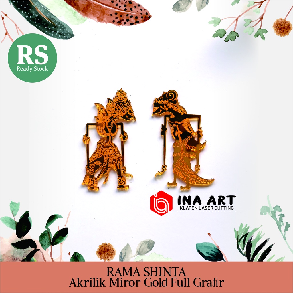 Jual Ukiran Wayang Rama & Shinta MOTIF cm Akrilik mirror gold / silver | hiasan mahar wayang ...
