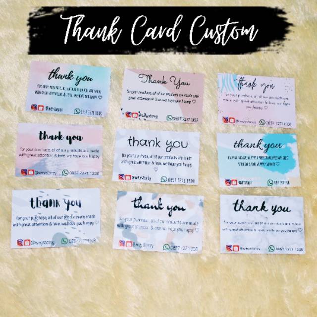 Jual THANK YOU CARD CUSTOM || KARTU UCAPAN OLSHOP || KARTU NAMA | Shopee Indonesia