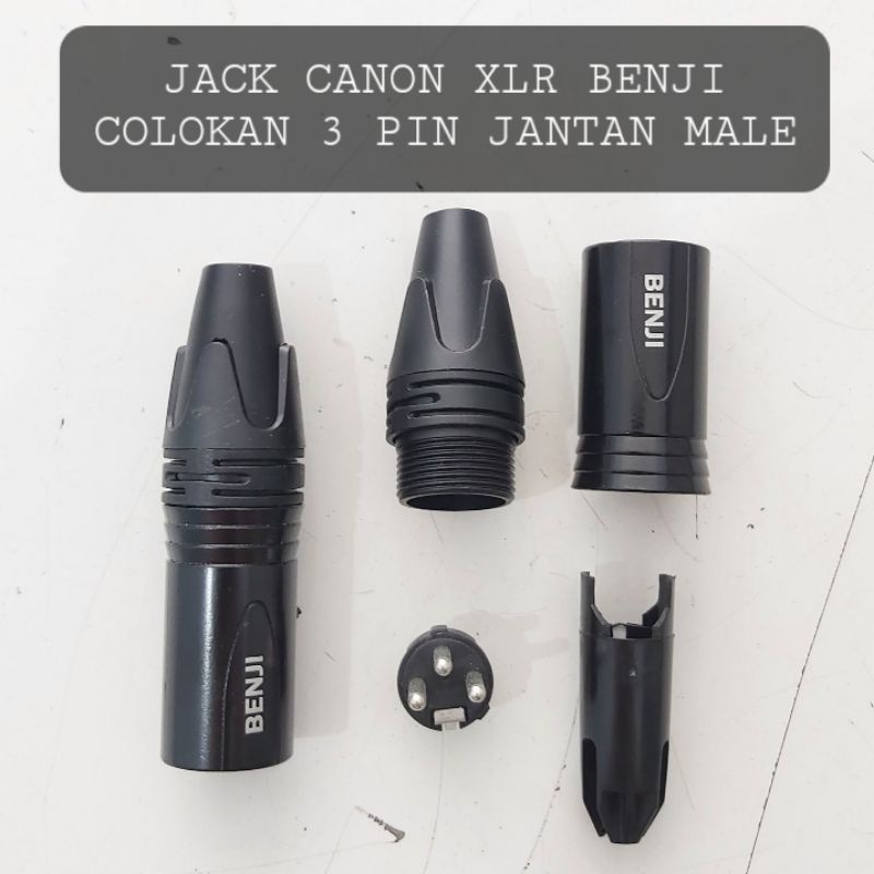 Jual BENJI Jack XLR HITAM 3 Pin Male Jantan Colokan Mixer Canon ...