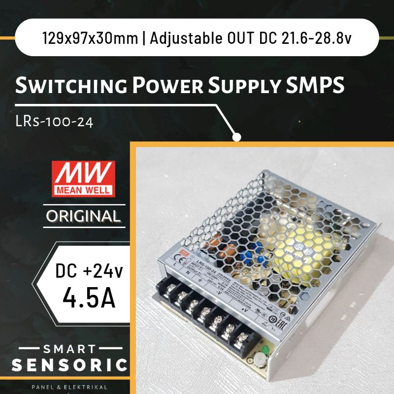 Jual DC 24v 4.5A MEAN WELL LRS-100-24 Switching Power Supply SMPS NES untuk CCTV-LED-Sensor ...