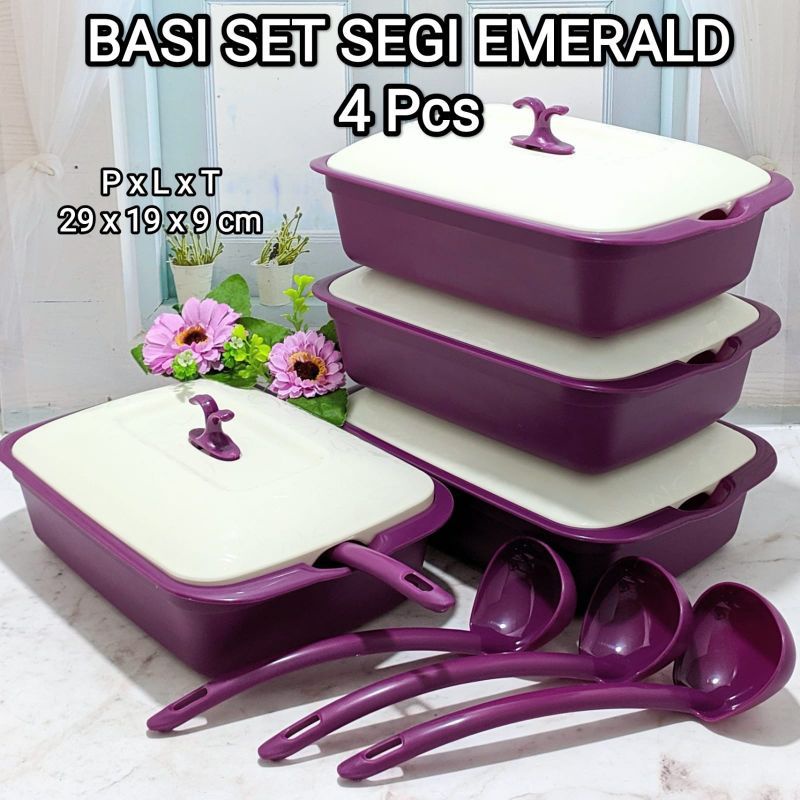 Jual BASI SET EMERALD PERSEGI PANJANG 4PCS | Shopee Indonesia
