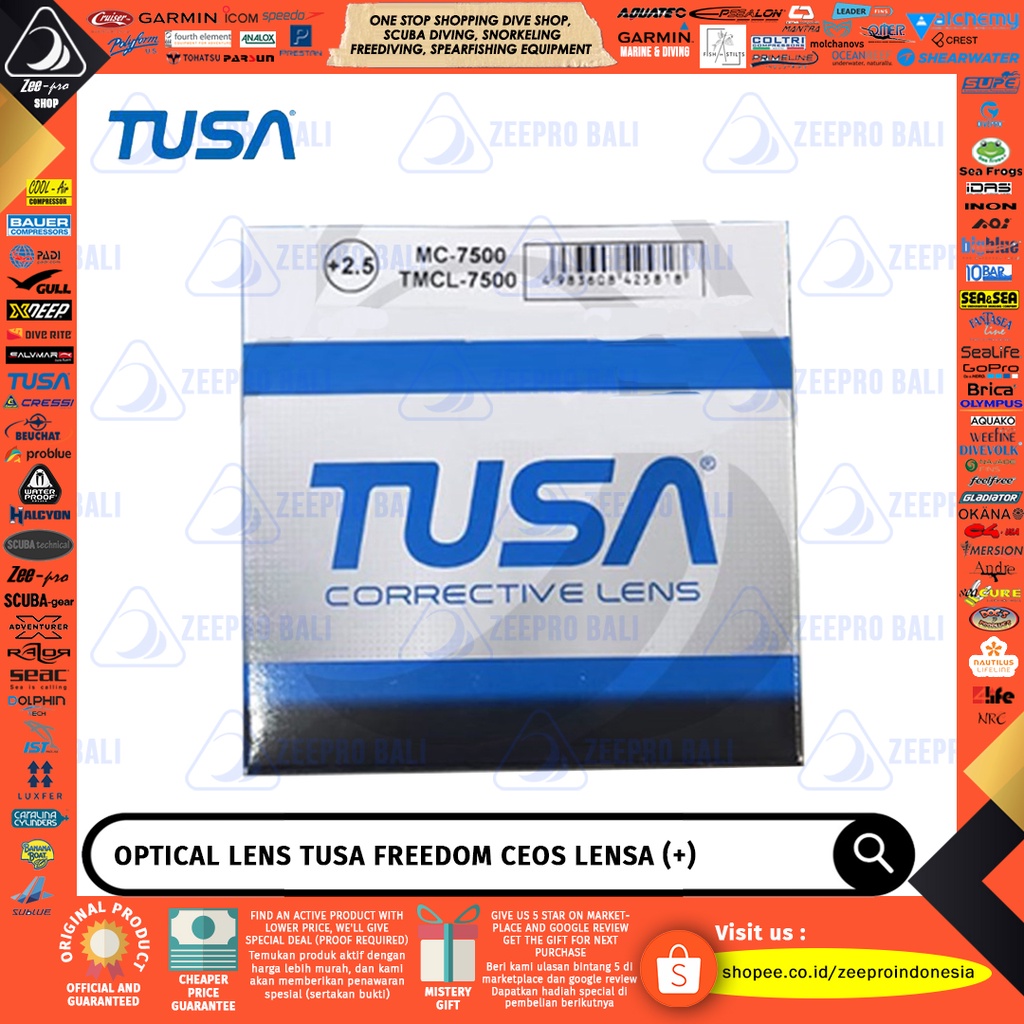 Jual Mask Diving Optical Lensa Freedom Ceos Tusa Corrective Plus 1 PCS | Shopee Indonesia