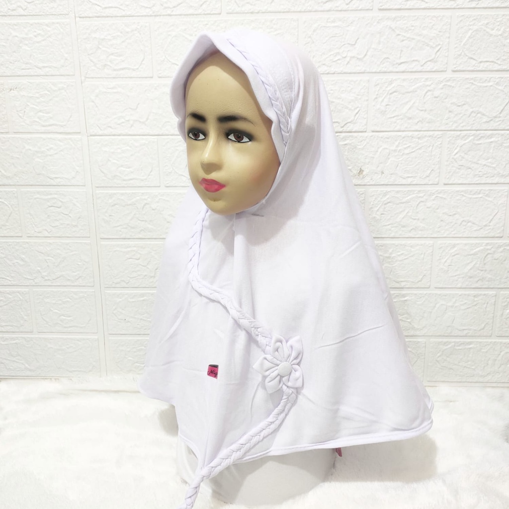Jual Kerudung Sekolah SD Kepang Size M dan L Jilbab Sekolah Anak SD Hijab Sekolah Anak SD ...