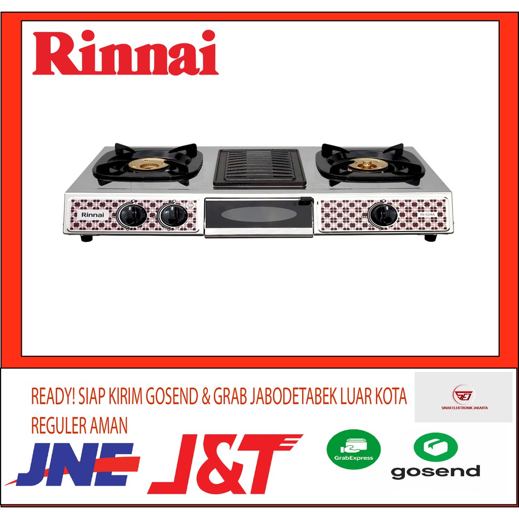 Jual PROMO Rinnai RI 524A. Kompor Gas 2 Tungku Dengan Grill Pan Dan Api ...