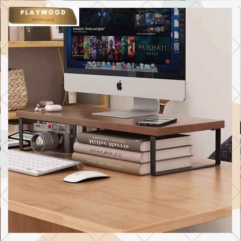Jual Stand laptop meja dudukan alas monitor kayu Jati atau Mahoni Solid ...