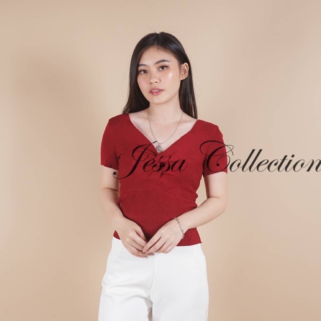Jual Feodora Vee Top lowback top by jessa collection | Shopee Indonesia