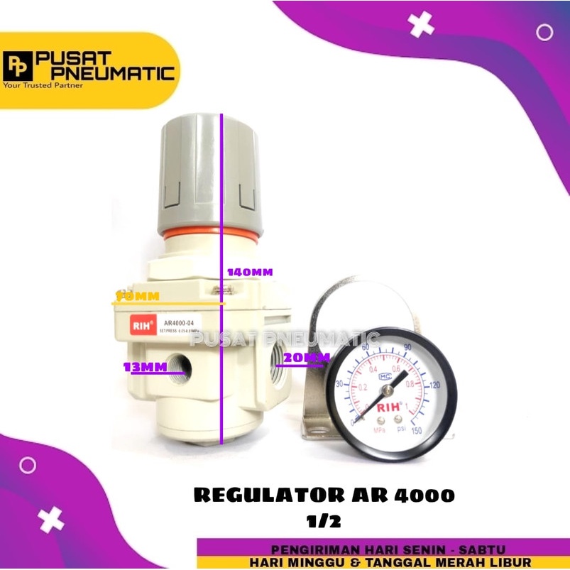 Jual Regulator angin 1/2" AR 4000-04 | Shopee Indonesia