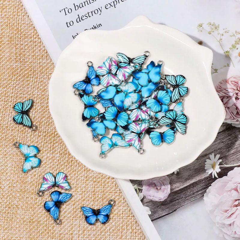 Jual Charm enamel kupu kupu variasi biru | Liontin Bahan DIY aksesoris ...