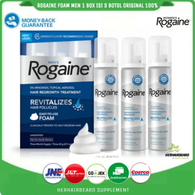 Jual Rogaine foam - rogaine foam minoxidil 5% 1 box isi 3 botol ...