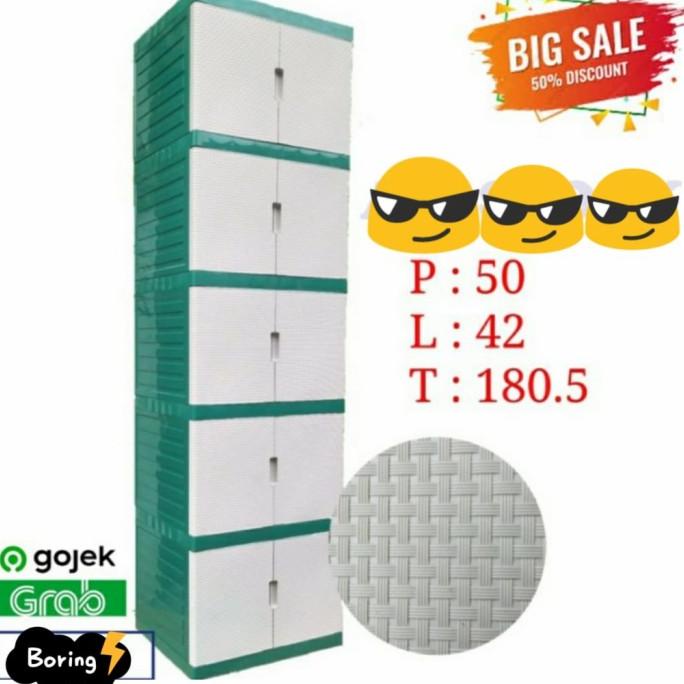 Jual Lemari Plastik 5 Susun Artha Model Rotan Terlaris | Shopee Indonesia