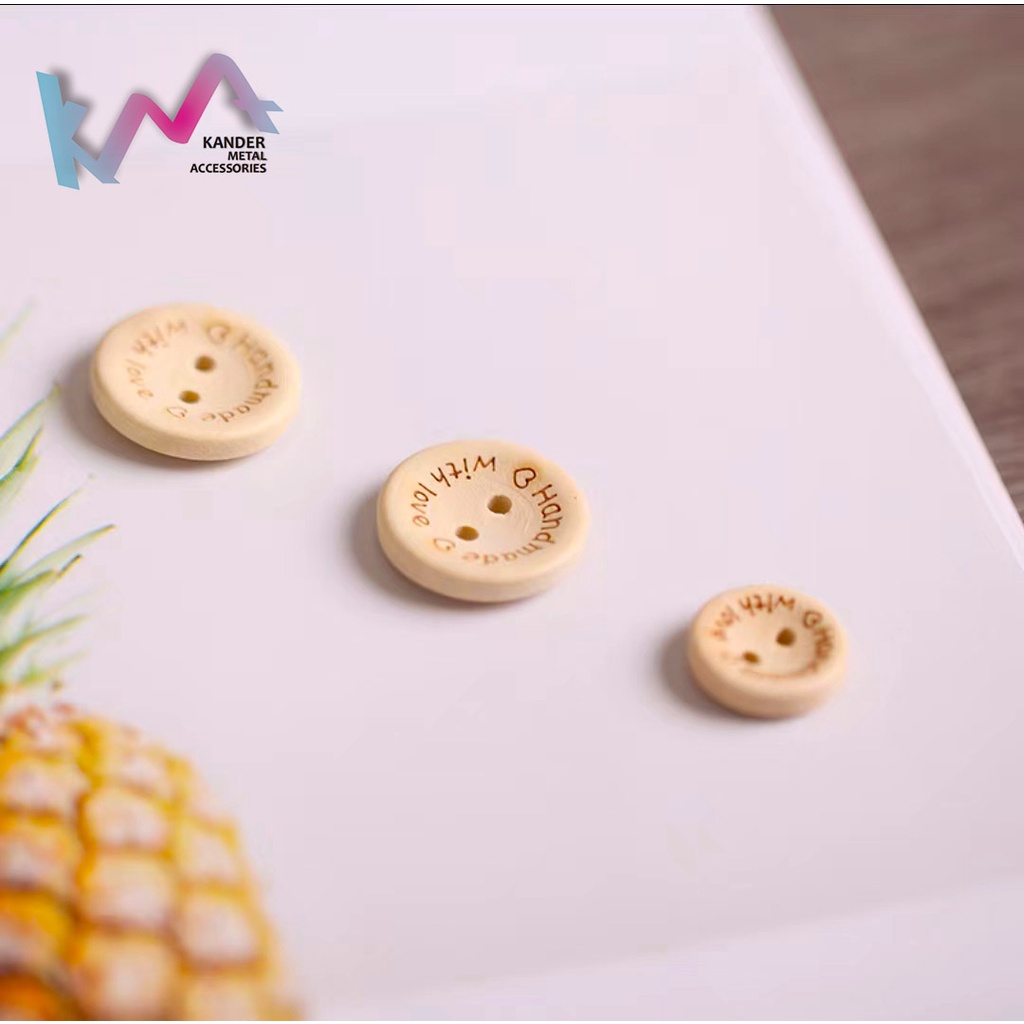 Jual KANDER 100 pcs Timber Button Kancing Kayu Corak Handmade With Love ...